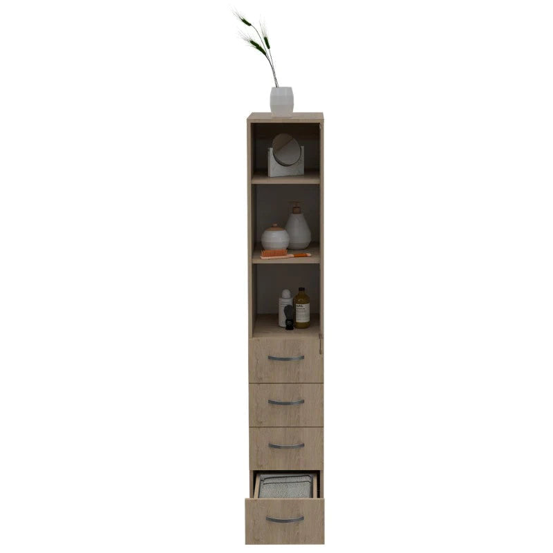 Torre de Baño Vanguard, Rovere y Blanco, con dos entrepaños y cuatro c ...