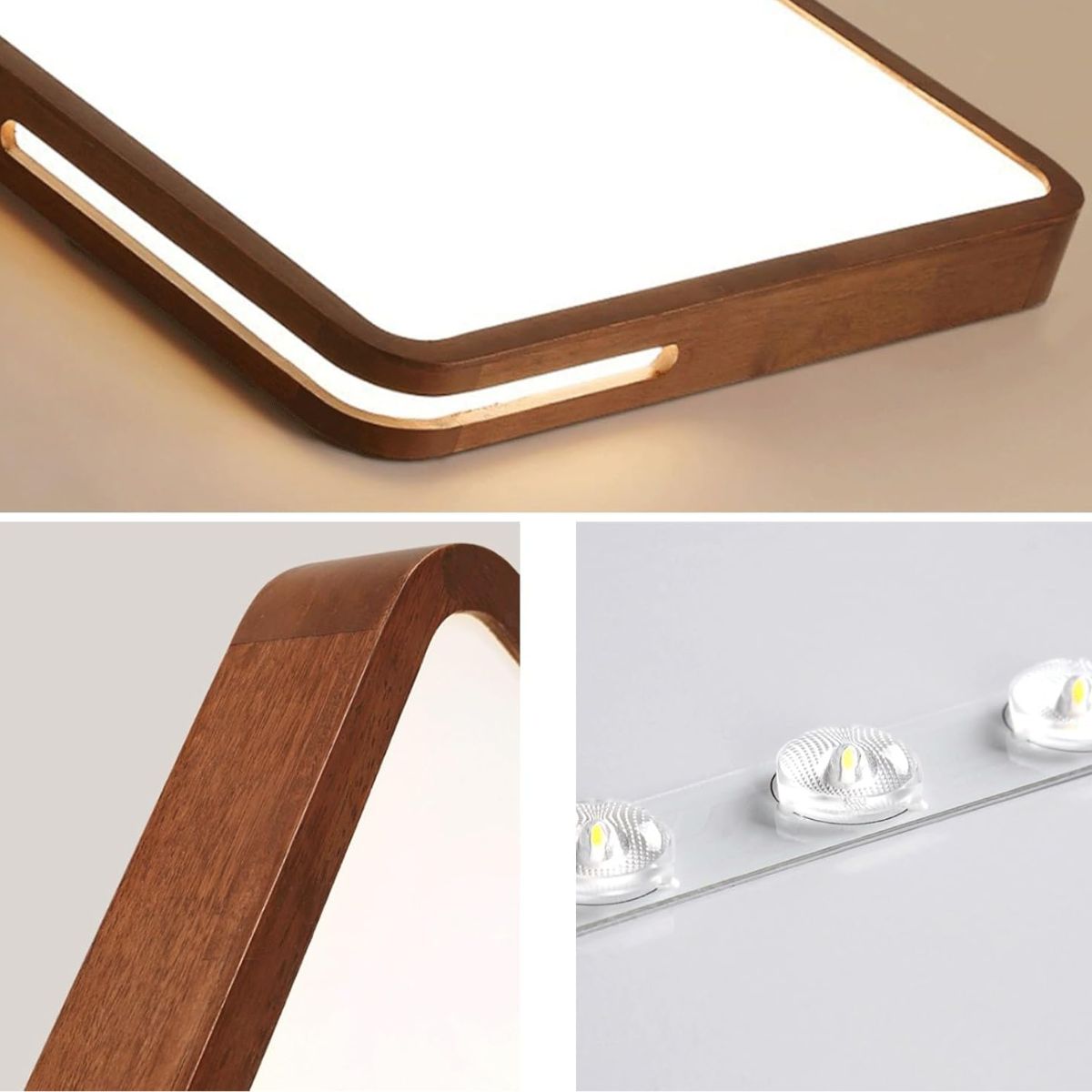 Lampara Led Moderna Cuadrado Sobrepuesta 24+24w 300mm Madera Oscura 30 ...
