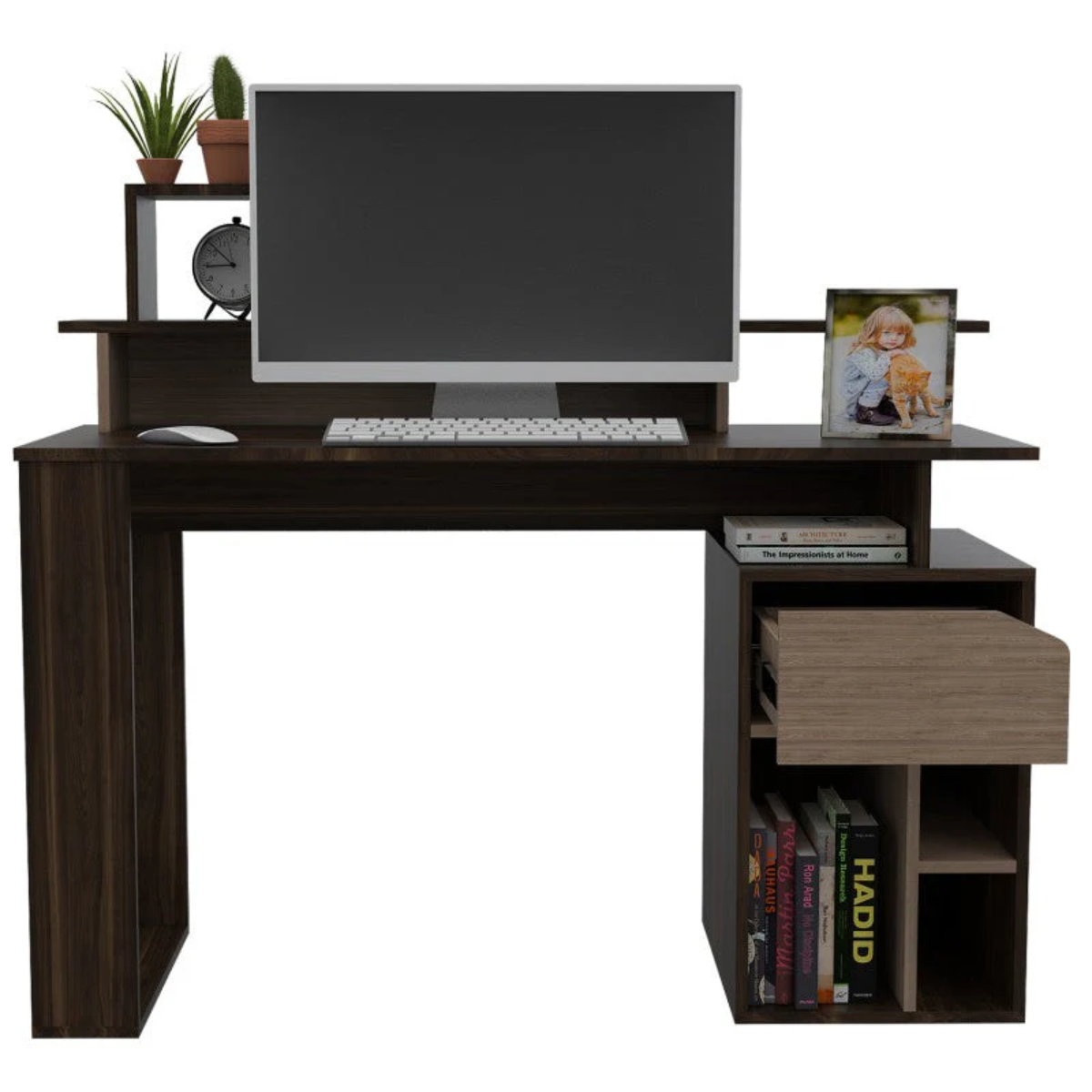 Escritorio Recto Rookie 2c/B - Blanco Marquez / Wengue – Dekora Chile