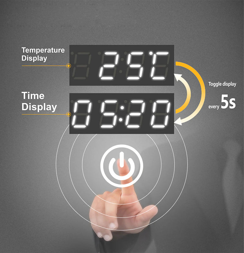 Espejo LED DESEMPAÑANTE con RELOJ DIGITAL 60X80 CM – Dekora Chile